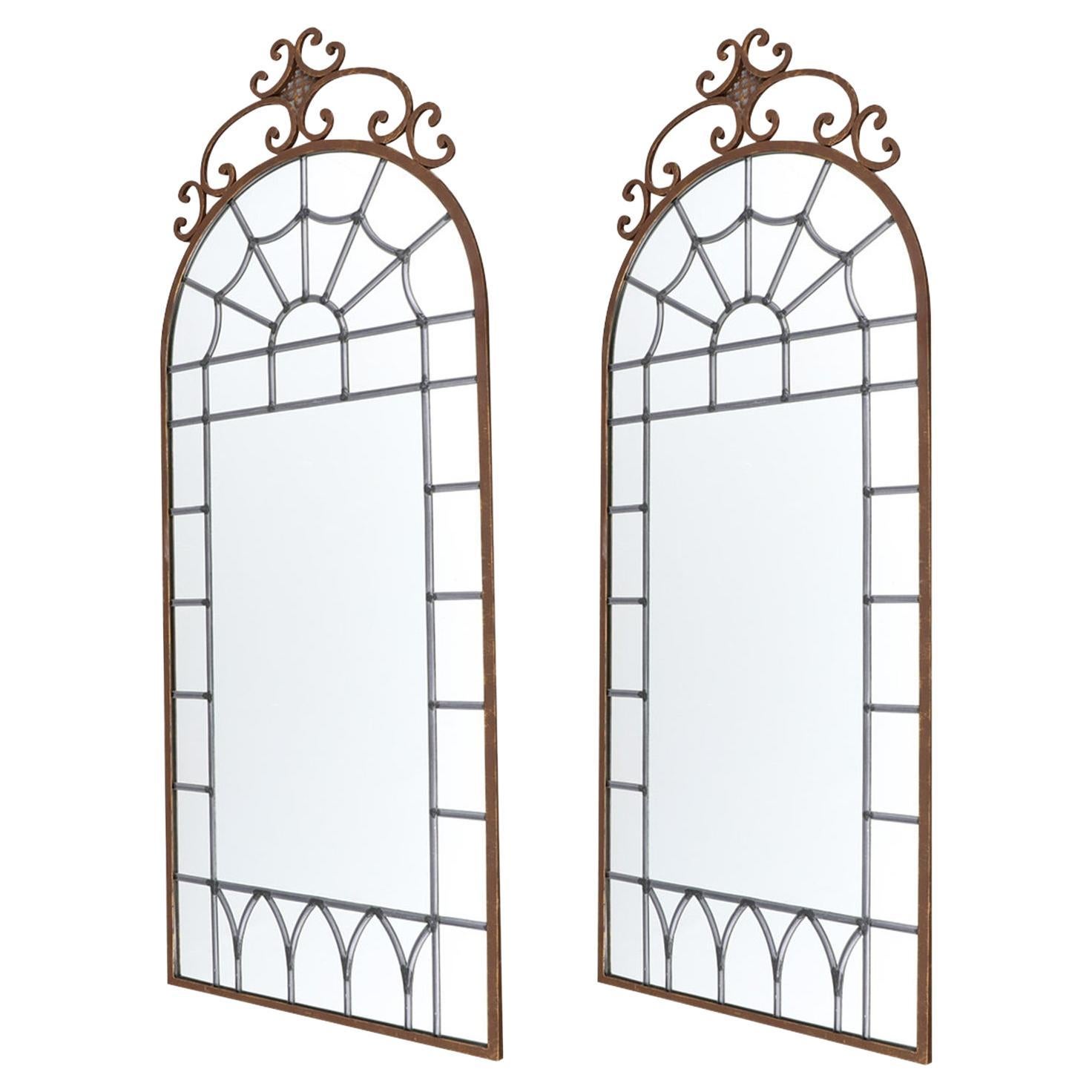 19th Century French Empire Pair of Metal Wall Glass Mirrors, Parisian ...