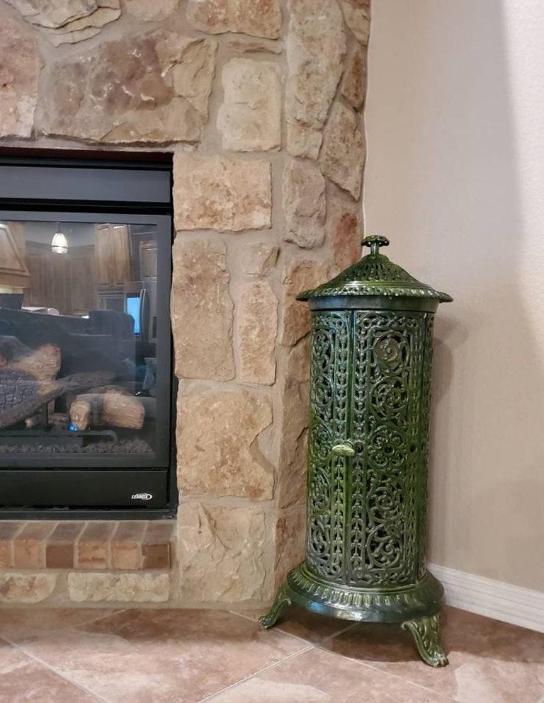 19th Century French Enameled Cast Iron Heater Stove at 1stDibs