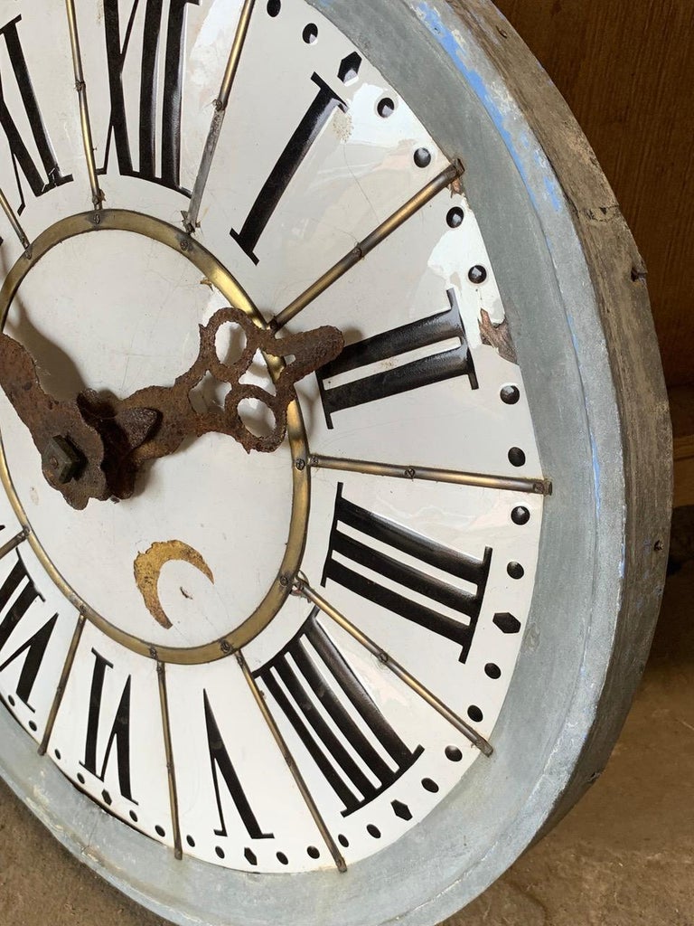 19th Century French Enamelled Church Clock Face For Sale at 1stDibs