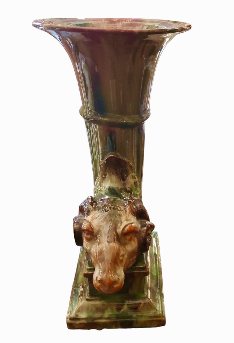 19th Century French Faience Cornucopia Vases For Sale at 1stDibs