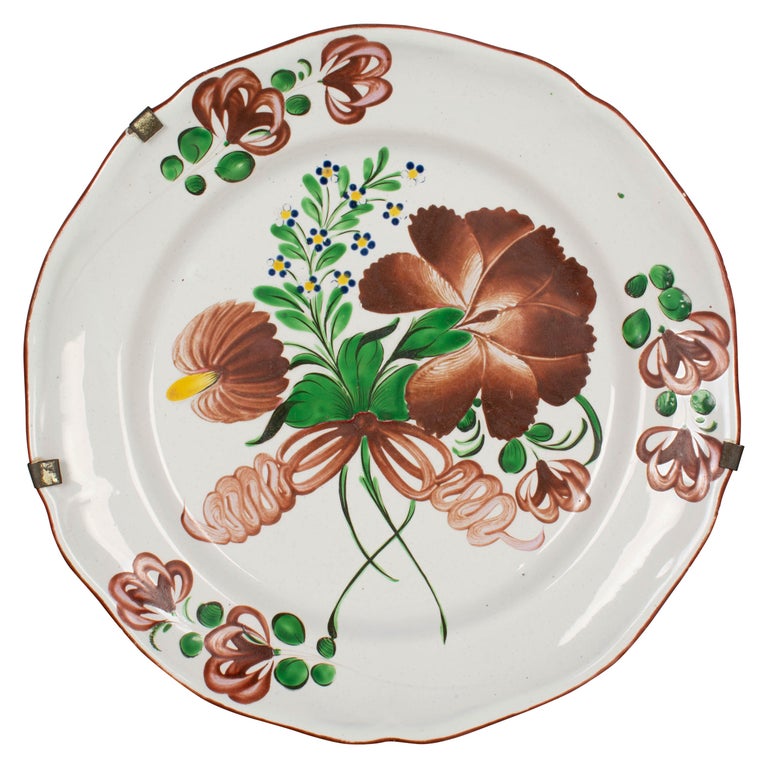19th Century French Faience Decorative Plate For Sale at 1stDibs