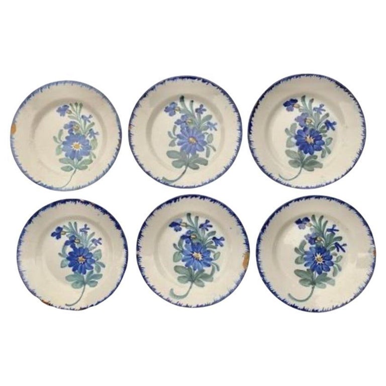 19th Century French Faience Plates, Set of Six at 1stDibs