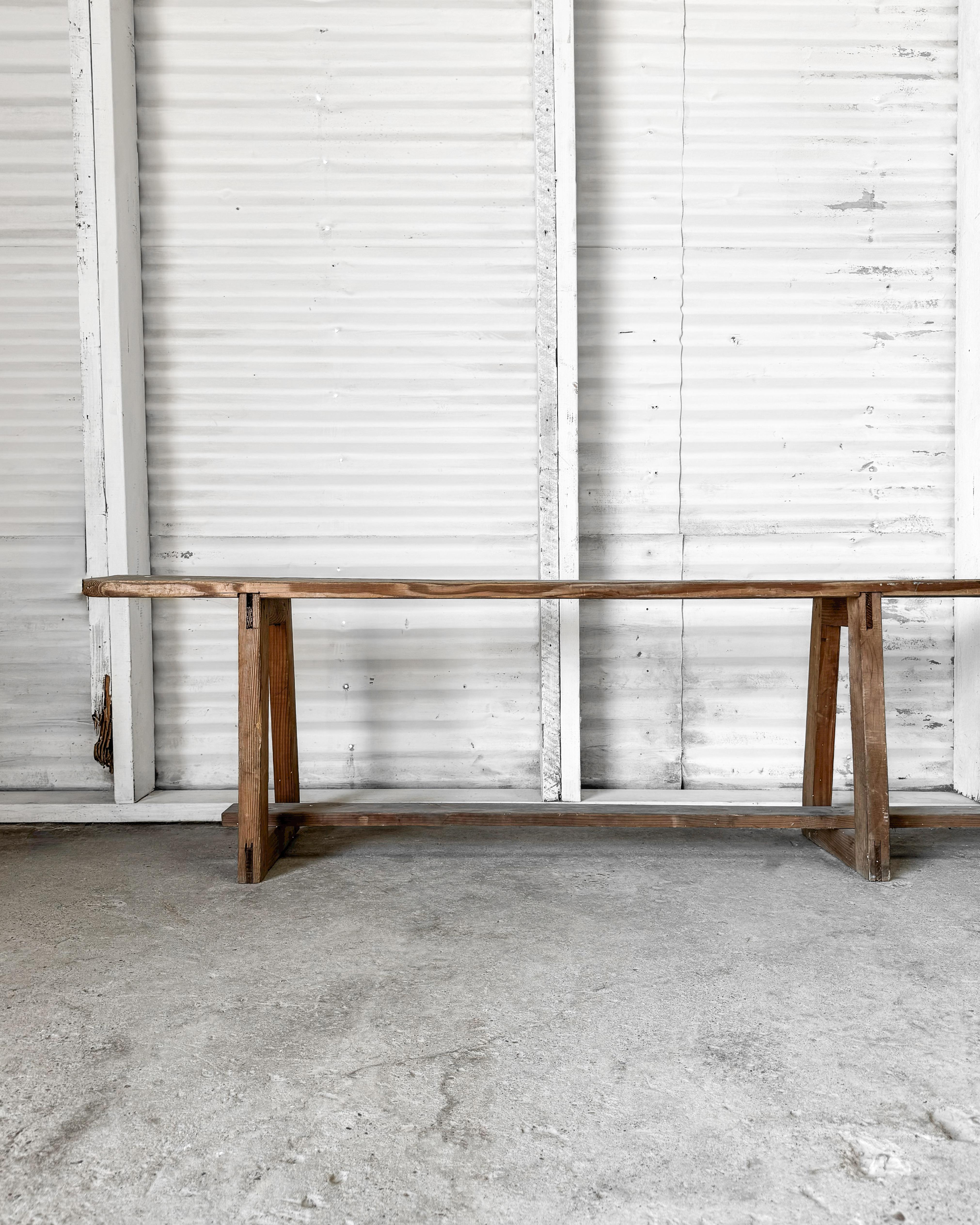 19th Century French Farmhouse Bench with A-Frame Legs For Sale at 1stDibs