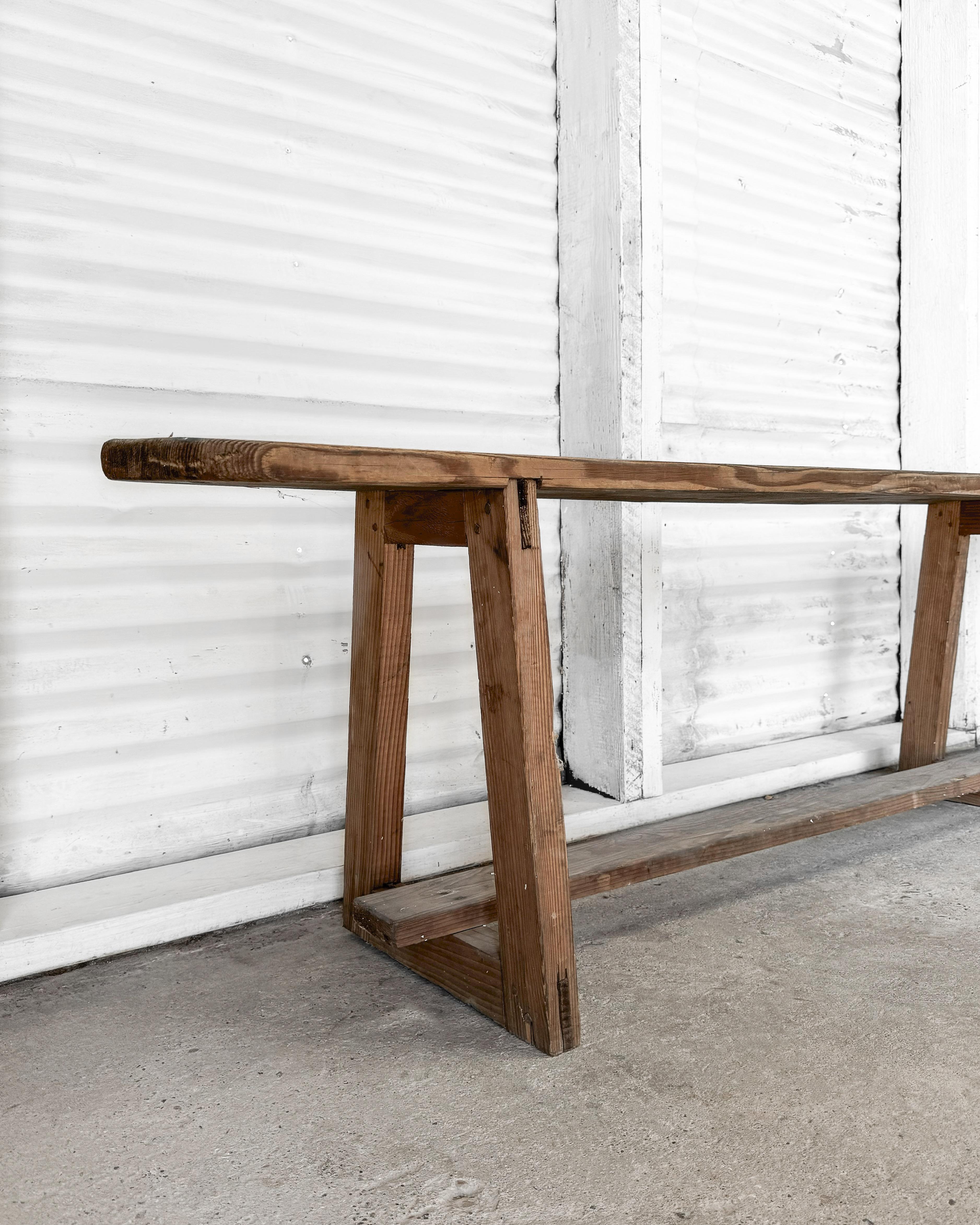19th Century French Farmhouse Bench with A-Frame Legs For Sale at 1stDibs