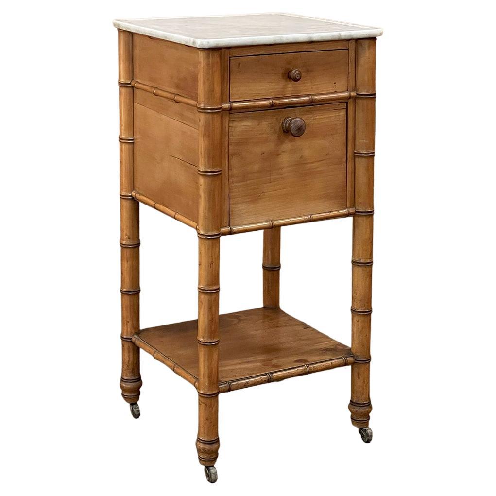 19th Century French Faux Bamboo Nightstand at 1stDibs