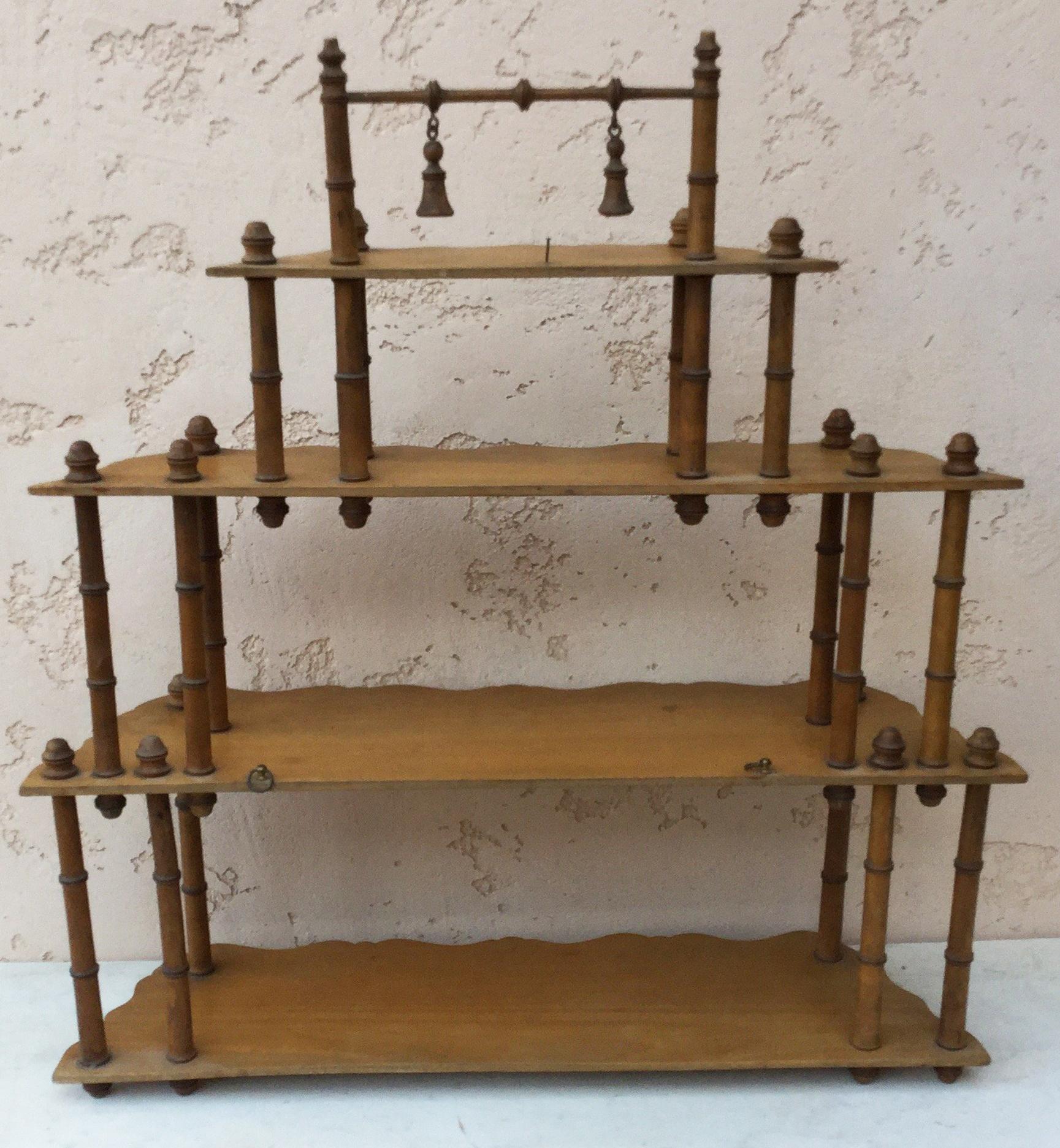 19th Century French Faux Bamboo Wood Shelf at 1stDibs