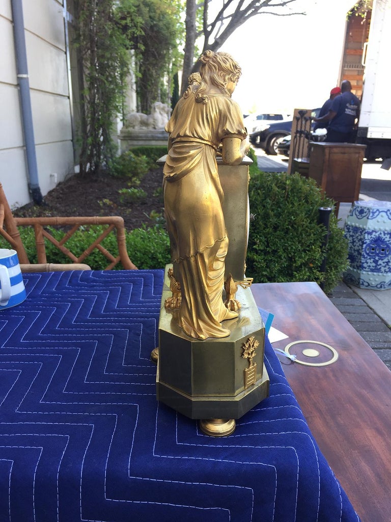 19th Century French Fire Gilded Clock For Sale at 1stDibs