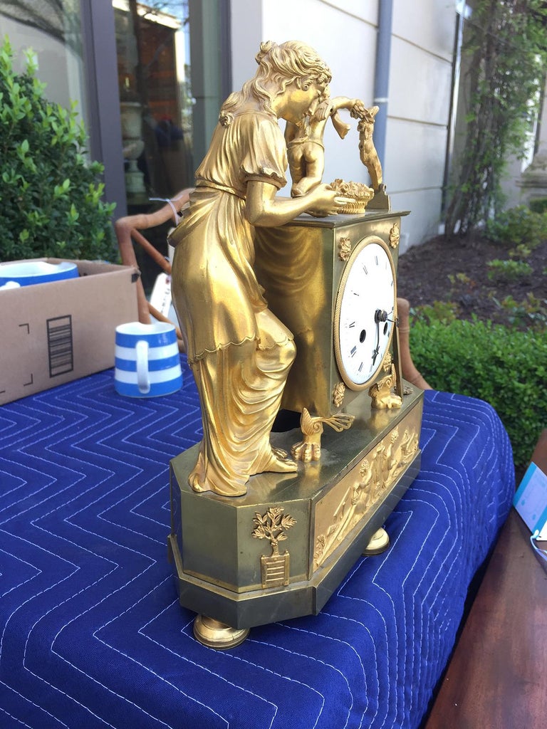 19th Century French Fire Gilded Clock For Sale at 1stDibs