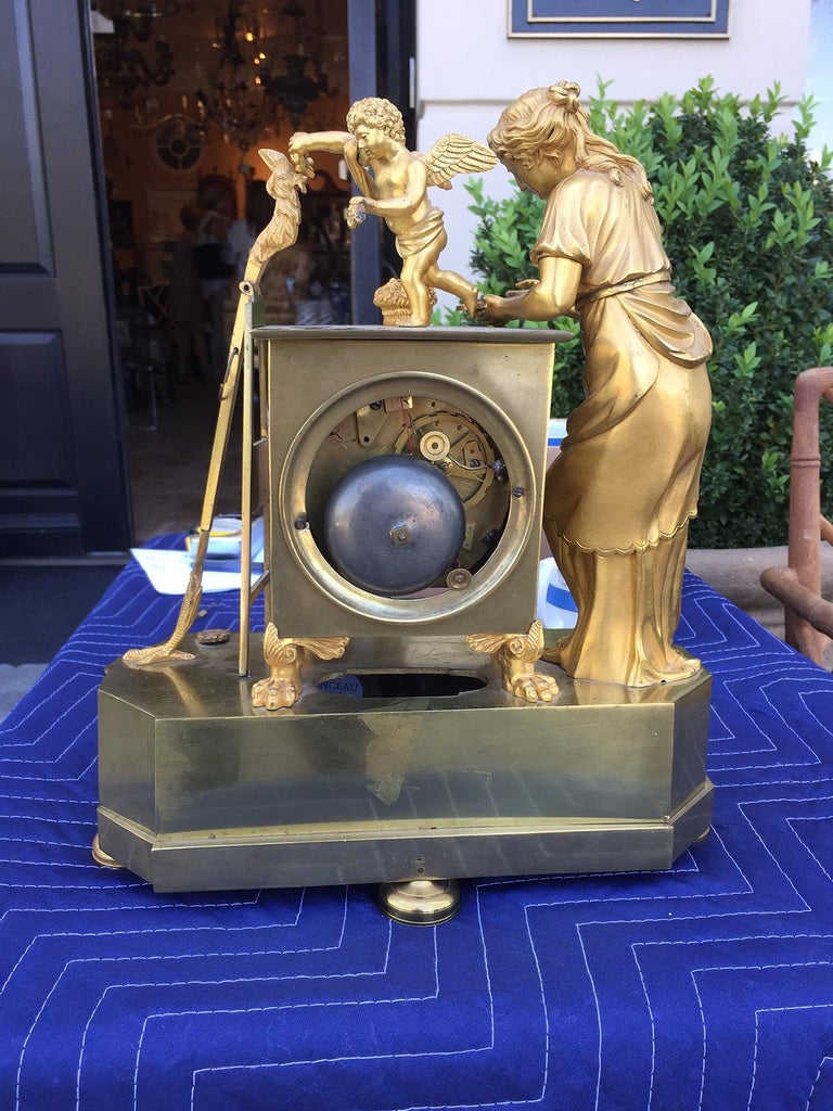 19th Century French Fire Gilded Clock For Sale at 1stDibs