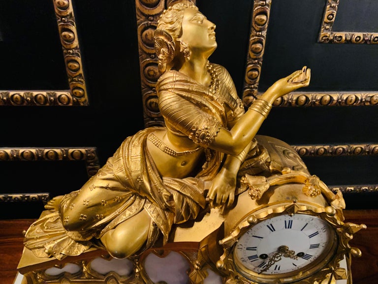 19th Century French Fire Gilded Mantel Clock by Japy Freres For Sale at ...