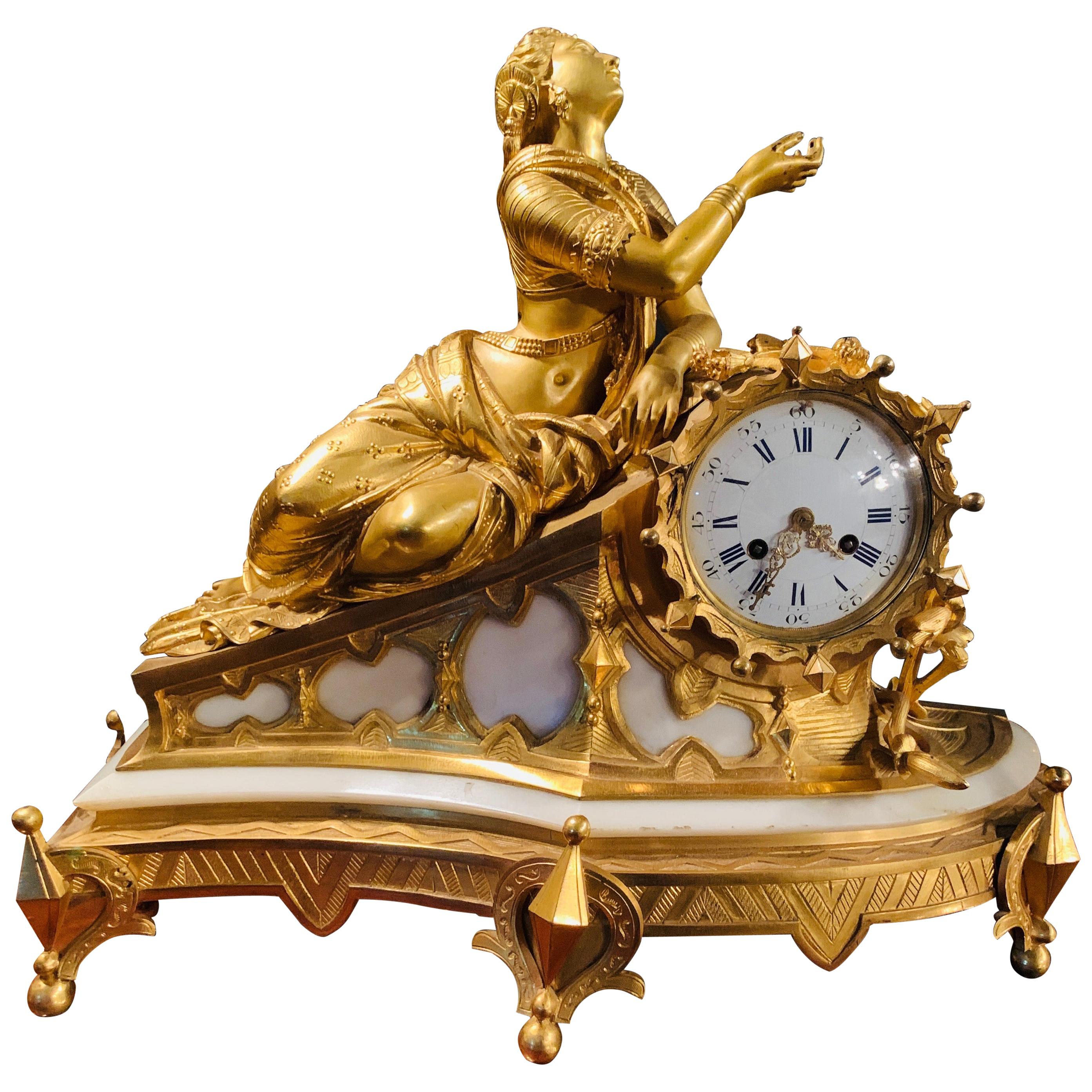 19th Century French Fire Gilded Mantel Clock by Japy Freres For Sale at ...