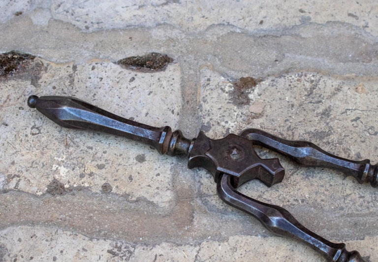 19th Century French Fireplace Wrought iron Tool Set For Sale at 1stDibs