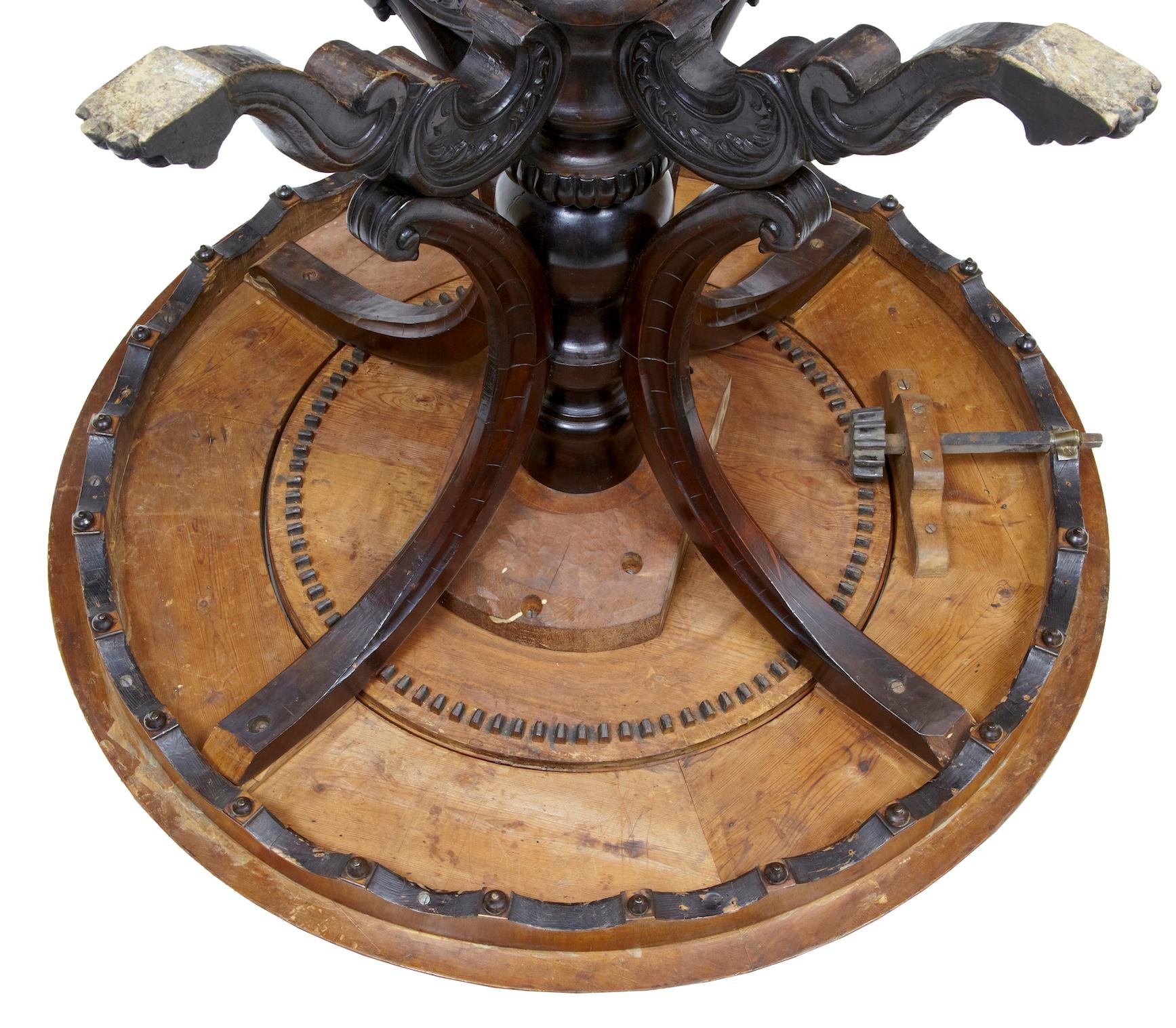 19th Century French Flame Mahogany Mechanised Lazy Susan Center Table ...