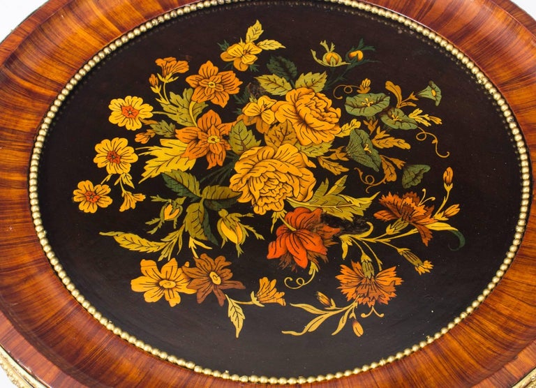 19th Century French Floral Marquetry Kingwood Occasional Table at 1stDibs