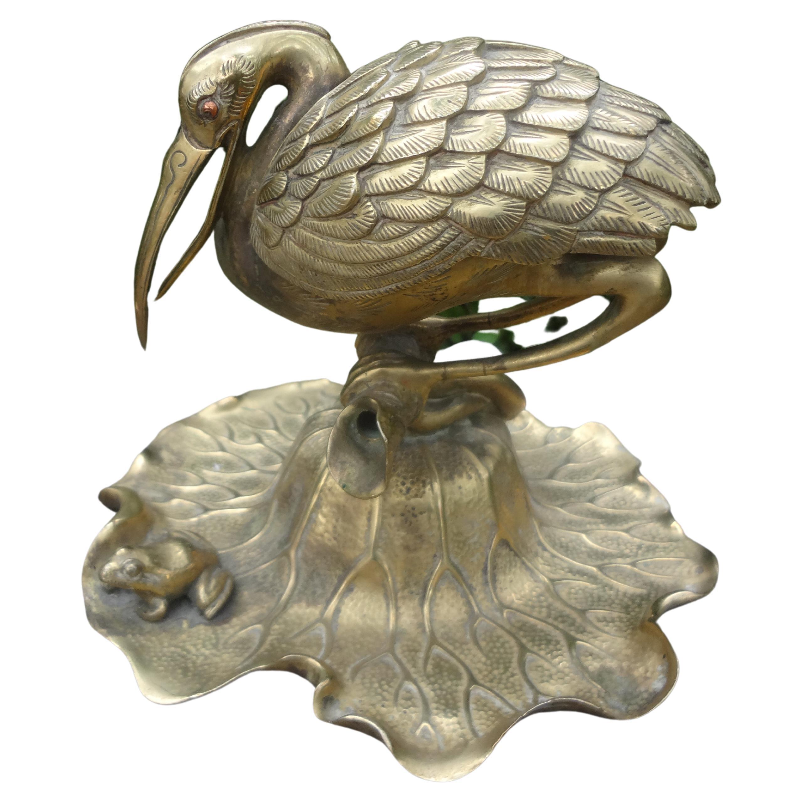 Antique French Gilt Bronze and Walnut Inkwell For Sale at 1stDibs