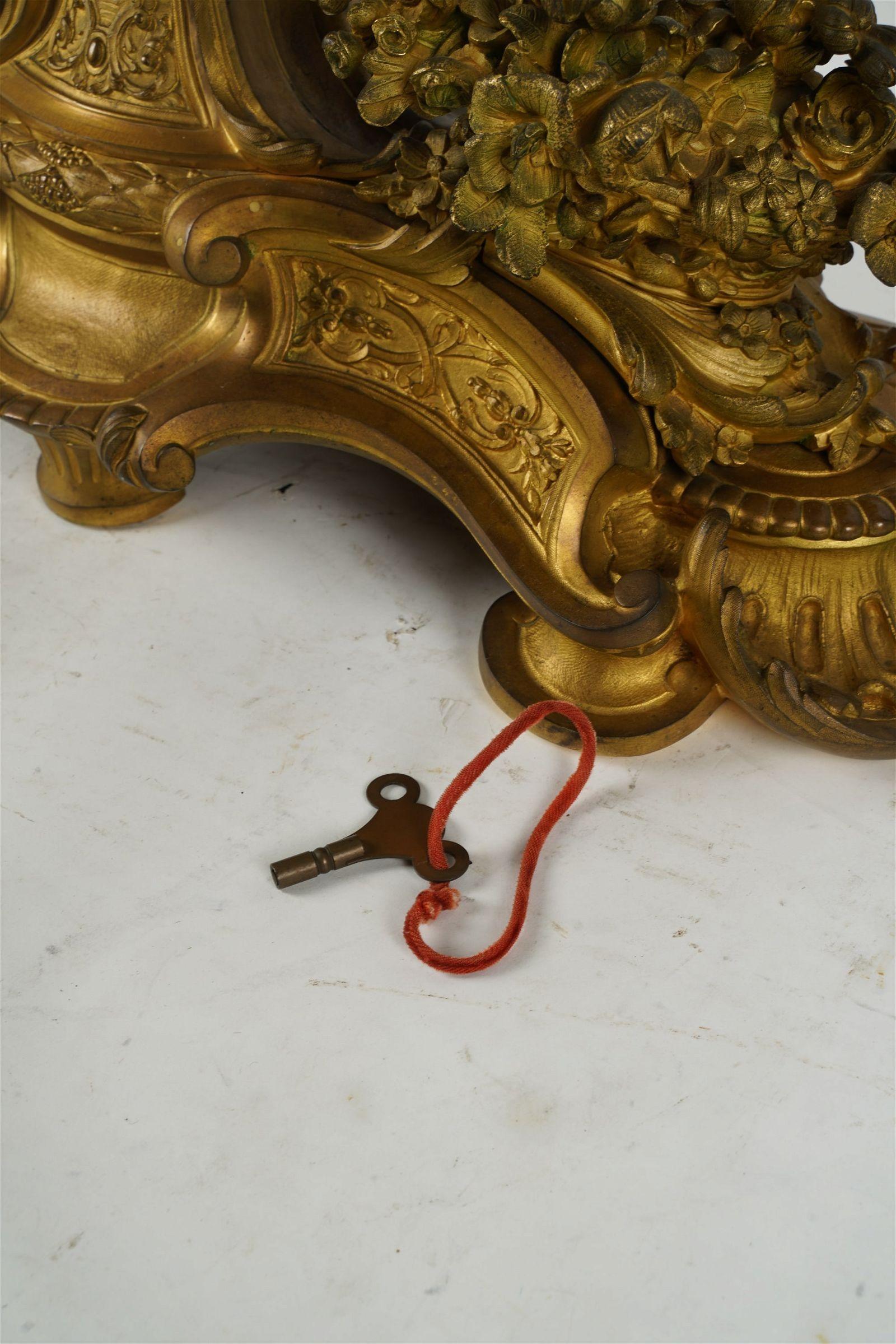 19th Century French Gilt Bronze Mantel Clock in Louis XVI Rococo Style ...