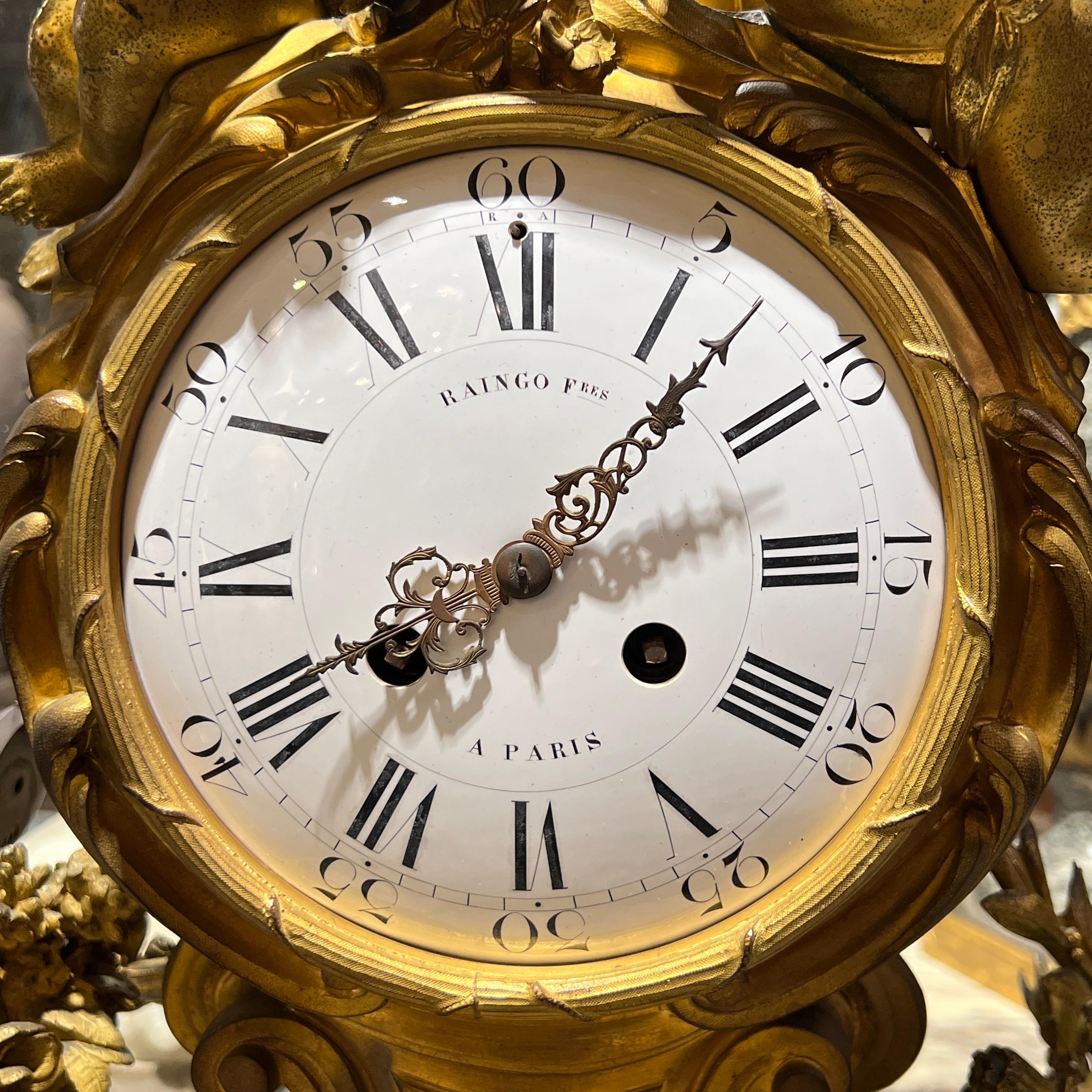 19th Century French Gilt Bronze Mantel Clock in Louis XVI Rococo Style ...