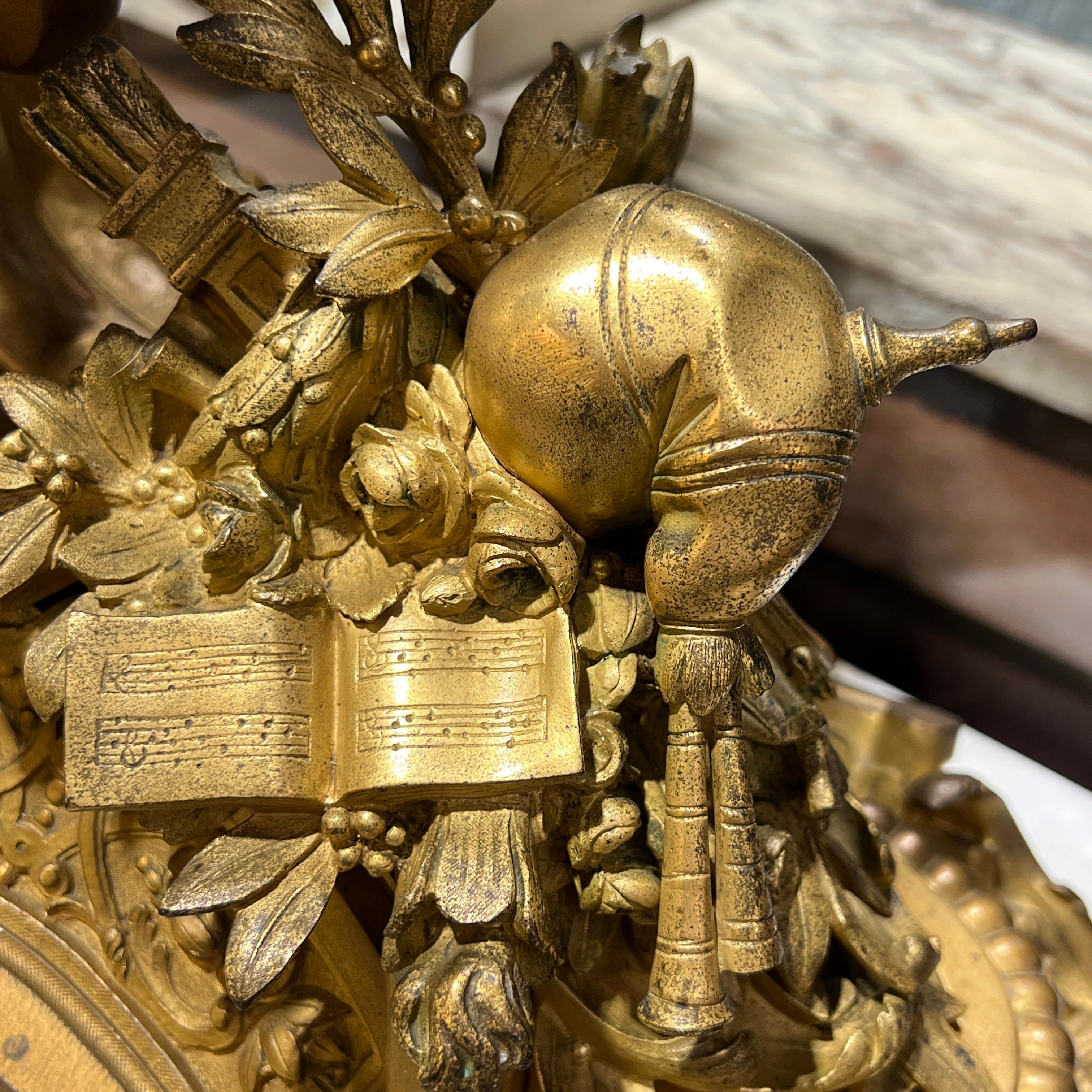 19th Century French Gilt Bronze Mantel Clock in Louis XVI Rococo Style ...