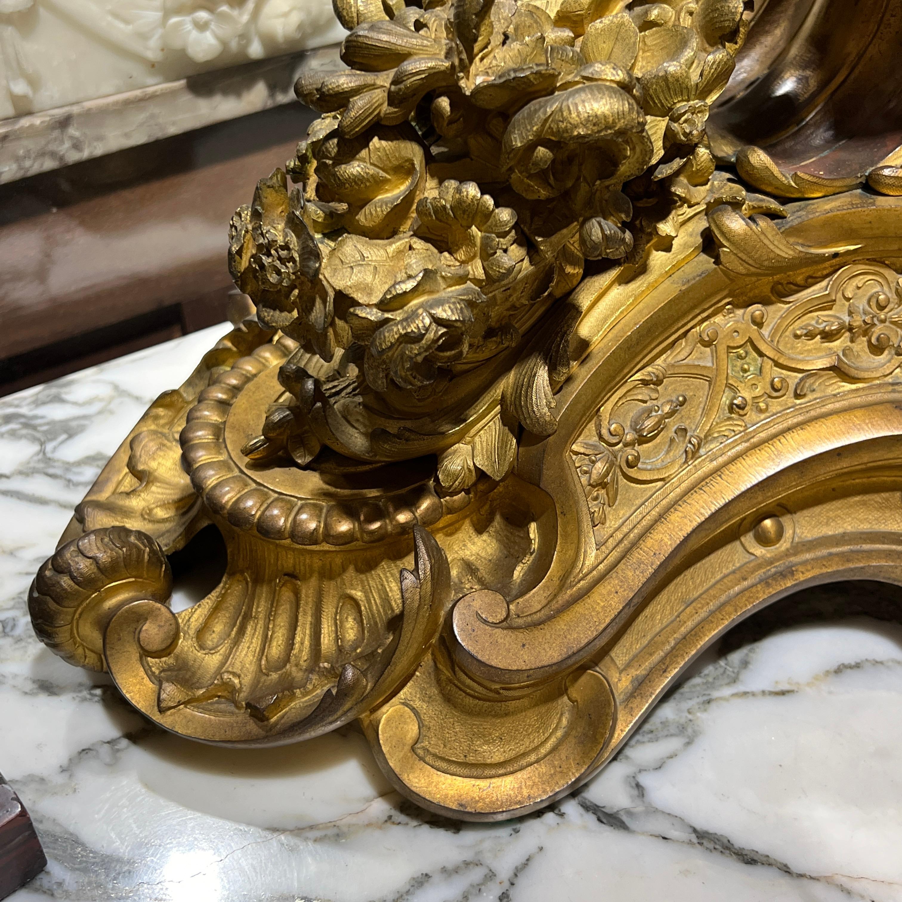 19th Century French Gilt Bronze Mantel Clock in Louis XVI Rococo Style ...