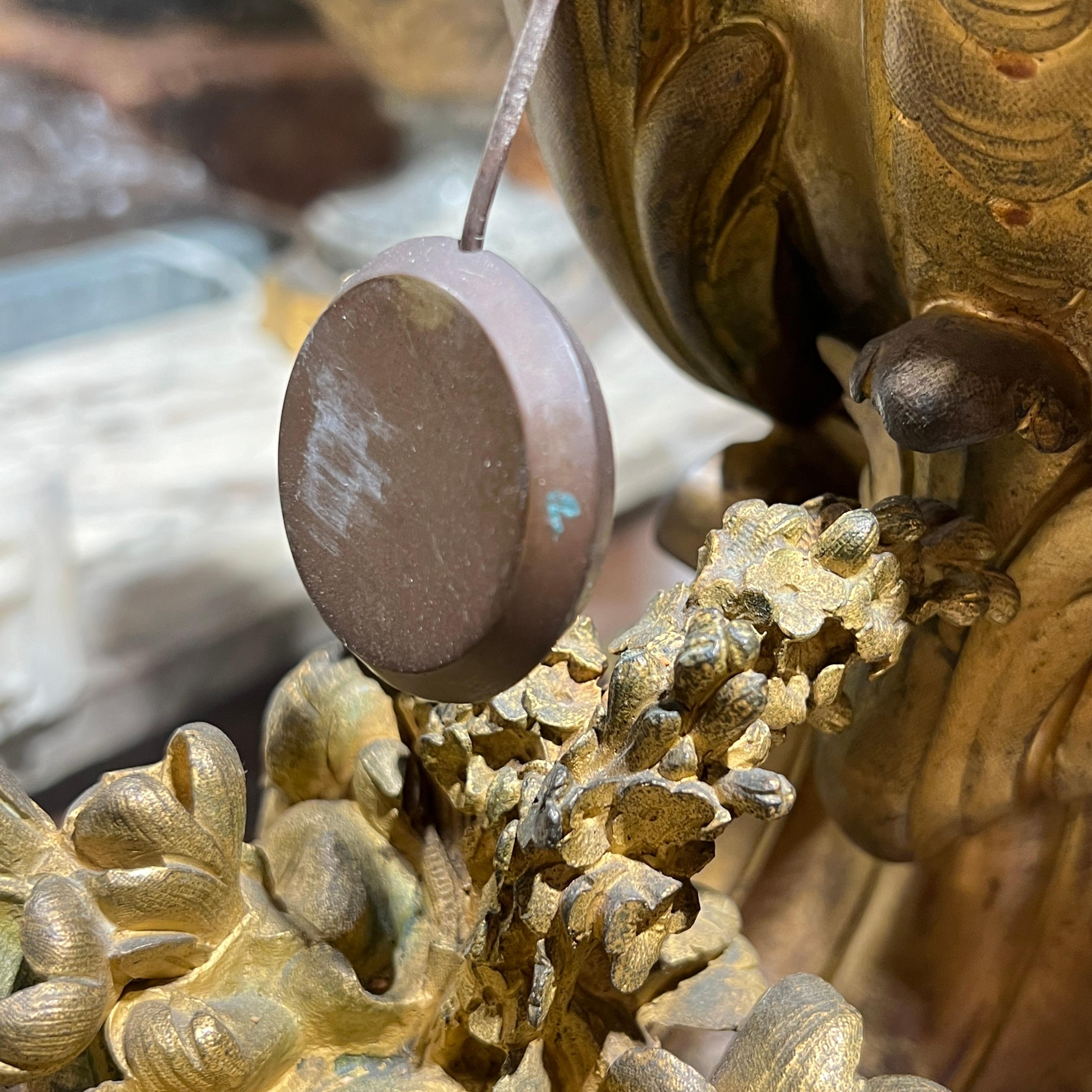 19th Century French Gilt Bronze Mantel Clock in Louis XVI Rococo Style ...