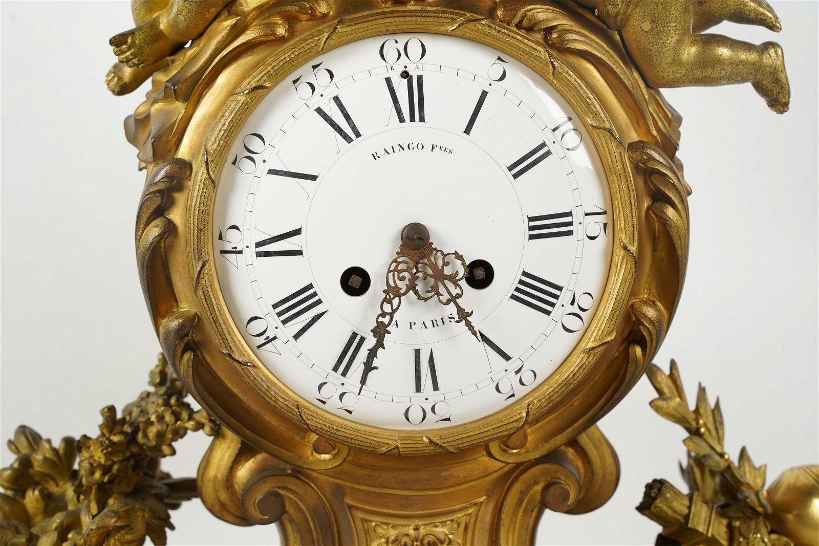 19th Century French Gilt Bronze Mantel Clock in Louis XVI Rococo Style ...