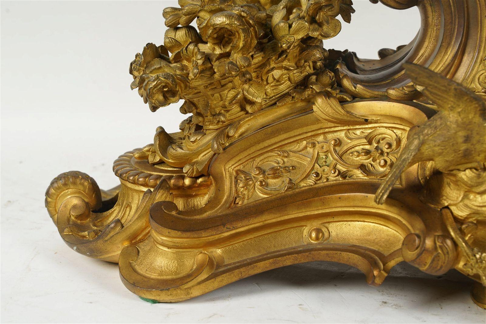 19th Century French Gilt Bronze Mantel Clock in Louis XVI Rococo Style ...