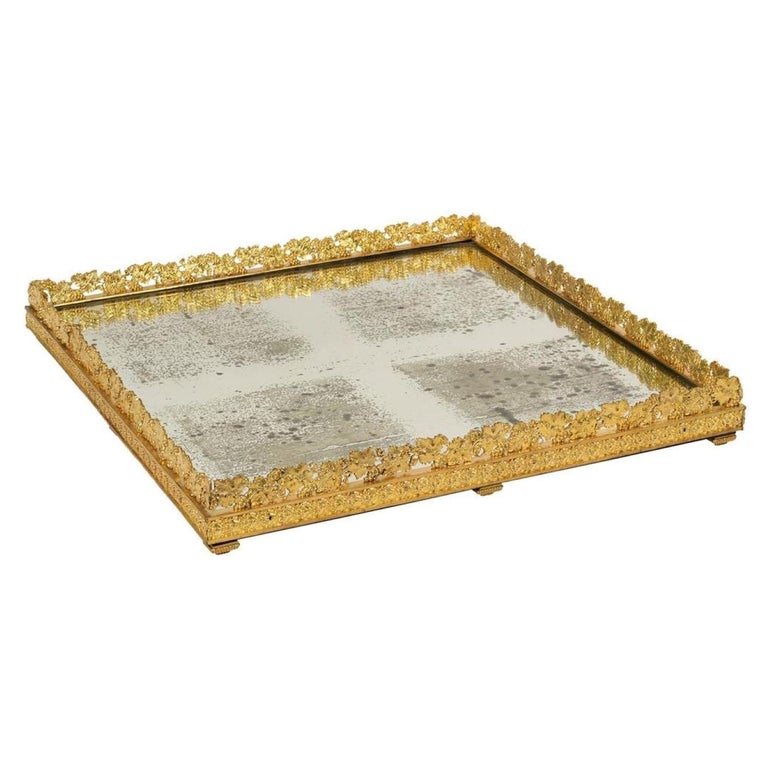 19th Century French Gilt Bronze Plateau with Original Mercury Glass For ...
