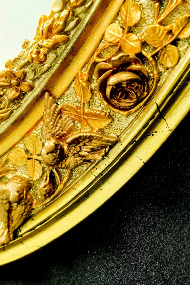19th Century French Gilt Butler Mirror with Roses and Birds For Sale at ...