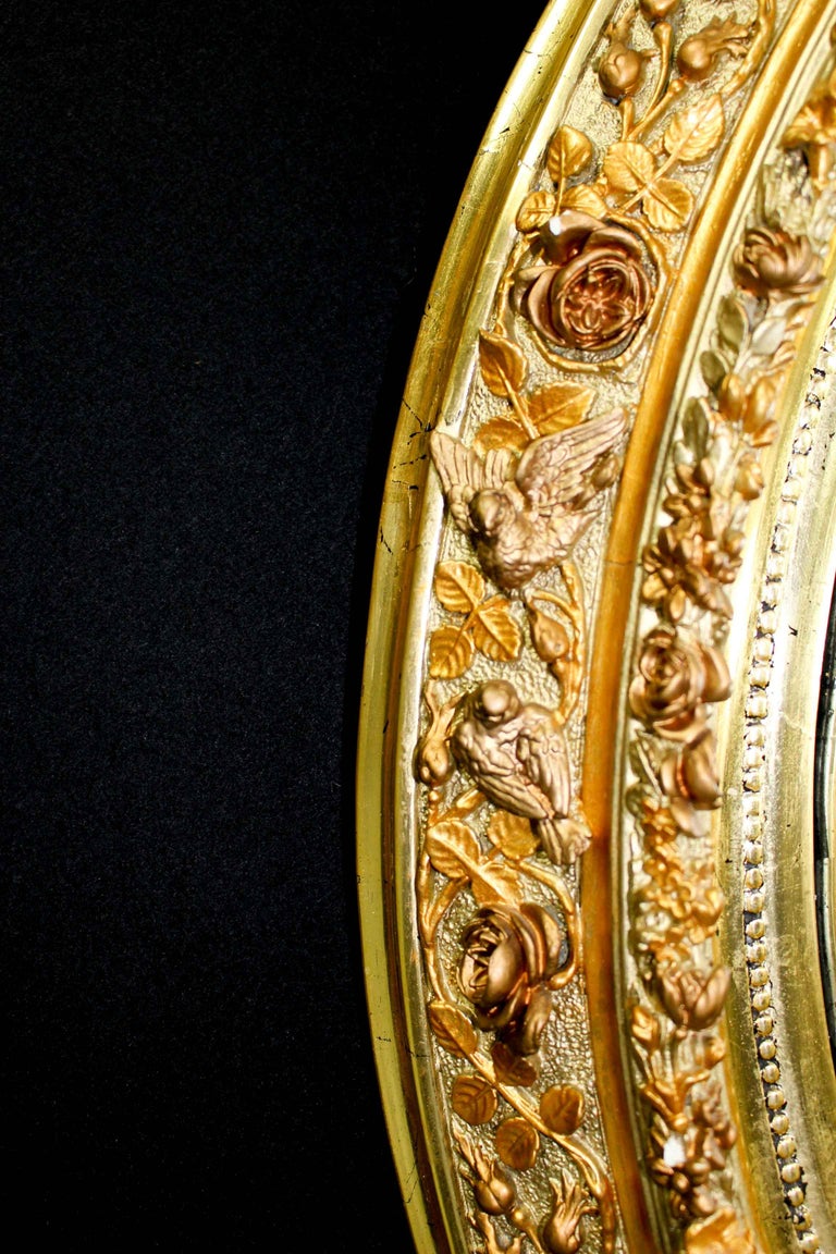 19th Century French Gilt Butler Mirror with Roses and Birds For Sale at ...
