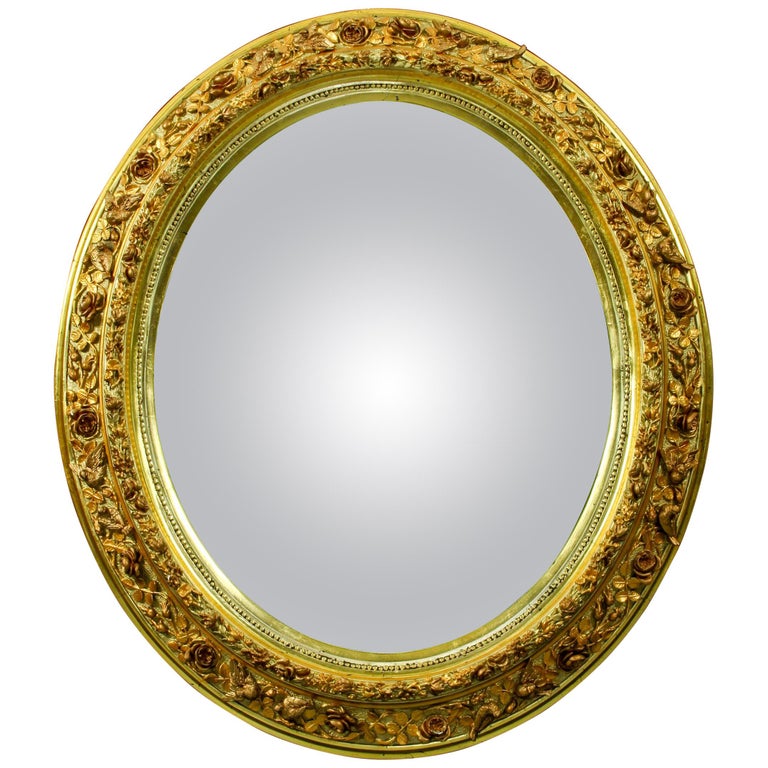 19th Century French Gilt Butler Mirror with Roses and Birds For Sale at ...