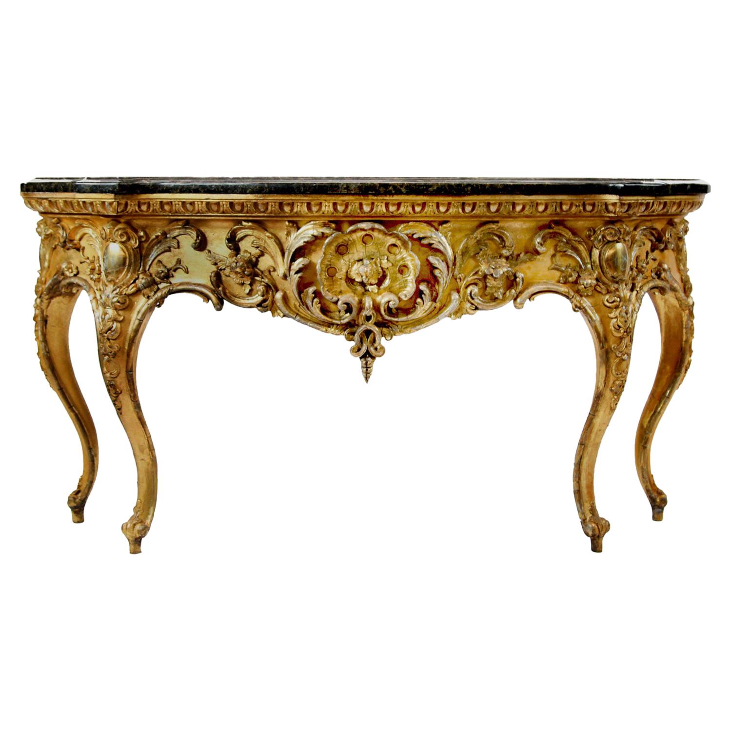 19th Century French Gilt Serpentine Console Table at 1stDibs