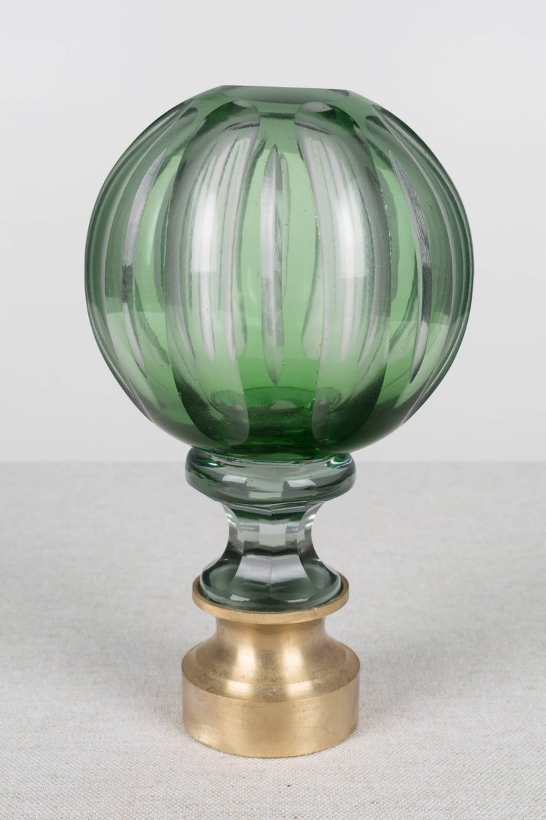 19th Century French Glass Boule D'escalier or Newel Post Finial at 1stDibs