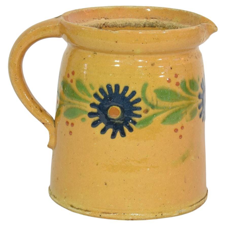 Primitive Antique French Hand Thrown Earthenware Wine Jug at 1stDibs