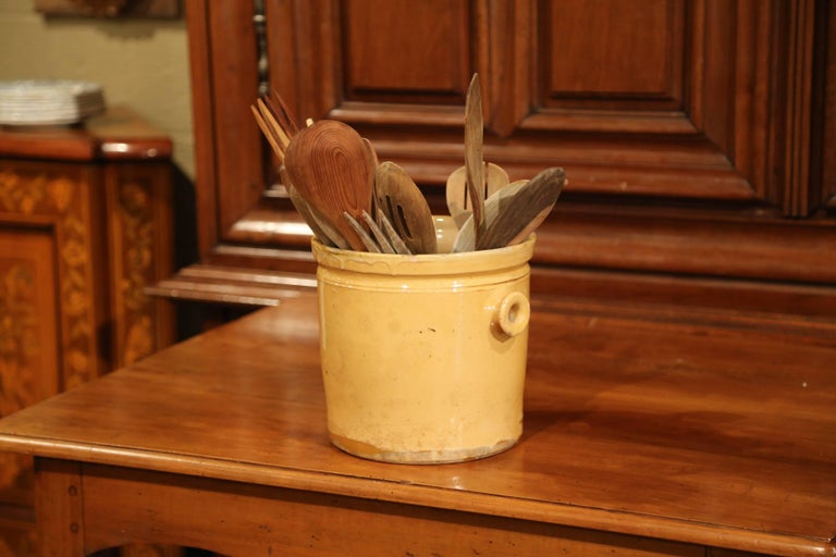 19th Century French Glazed Terracotta Kitchen Utensils Pot at 1stDibs