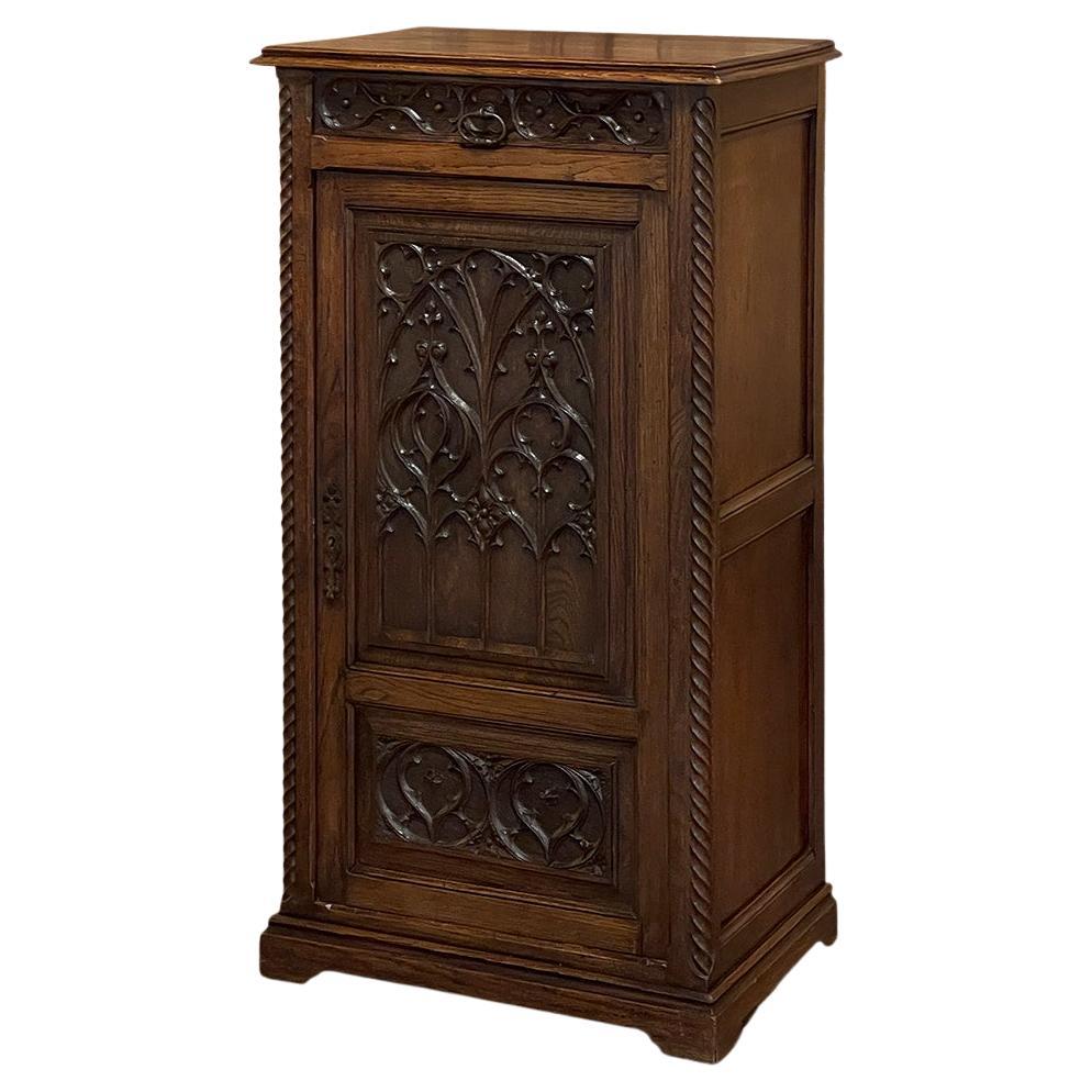Small Antique Gothic Revival Hexagonal Cabinet 19th Century French Oak ...