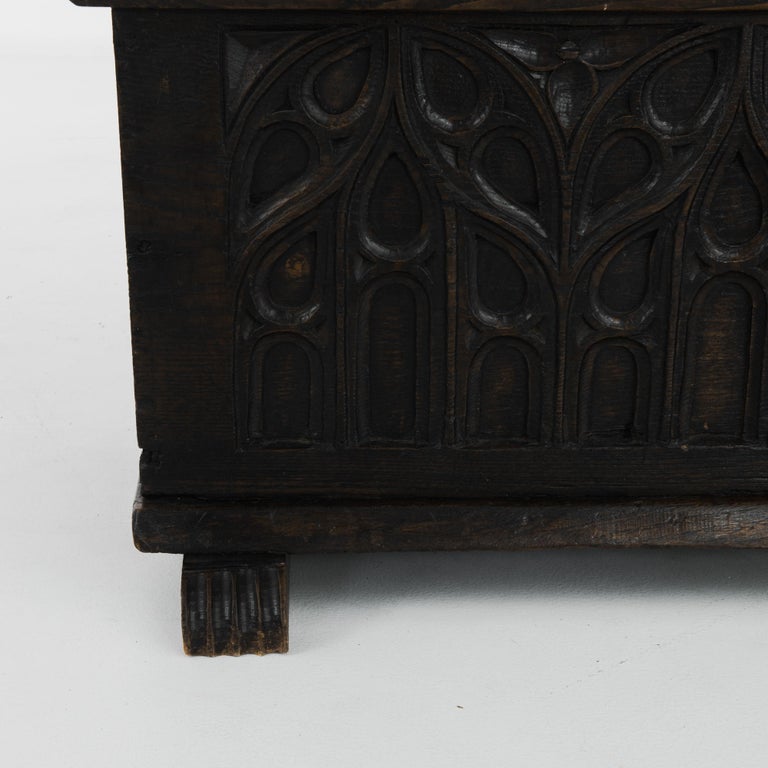 19th Century French Gothic Carved Oak Trunk at 1stDibs