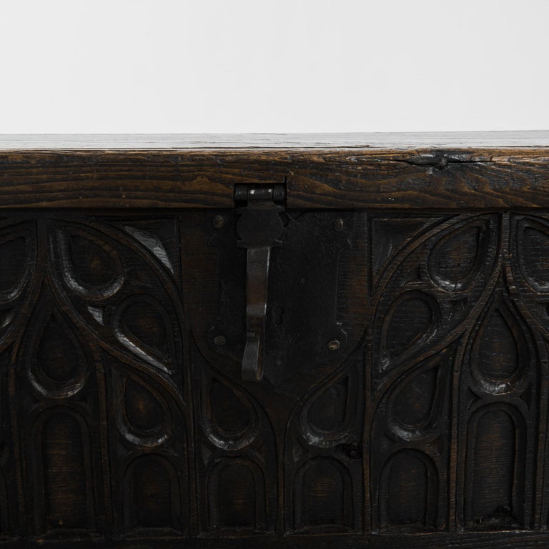 19th Century French Gothic Carved Oak Trunk at 1stDibs