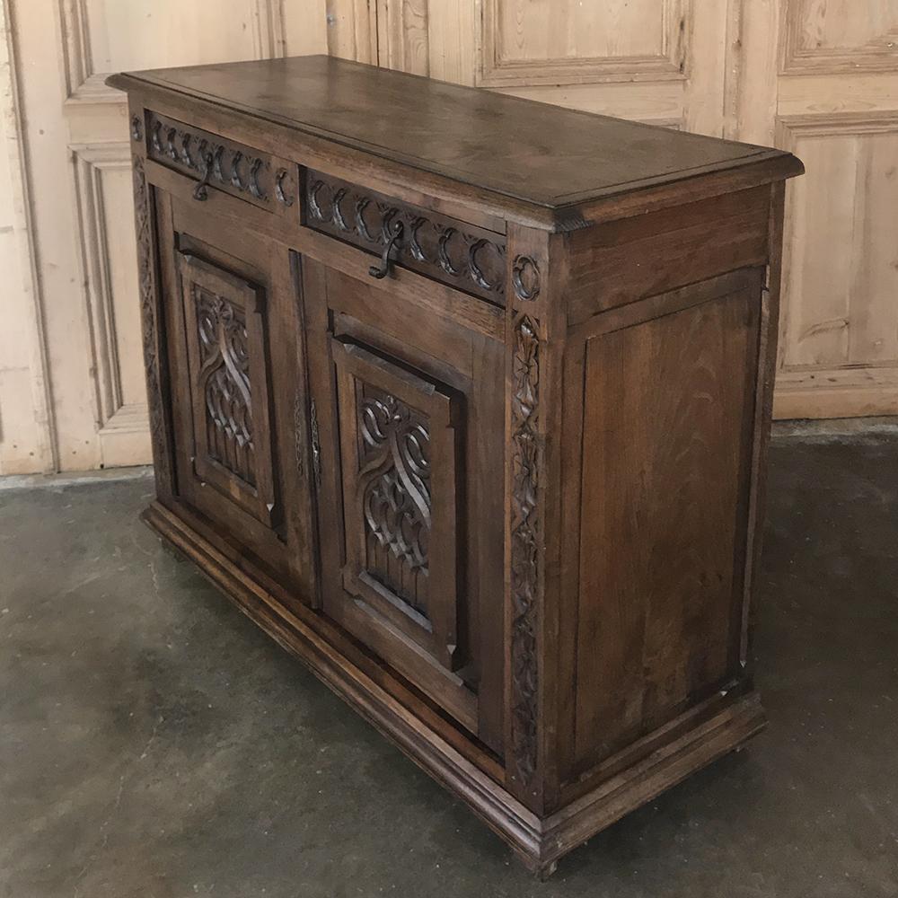 19th Century French Gothic Low Buffet at 1stDibs