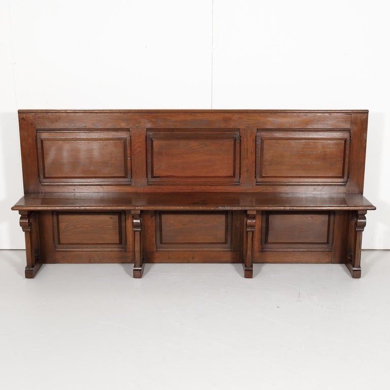 19th Century French Gothic Revival Period Church Pew Or Hall Bench at ...