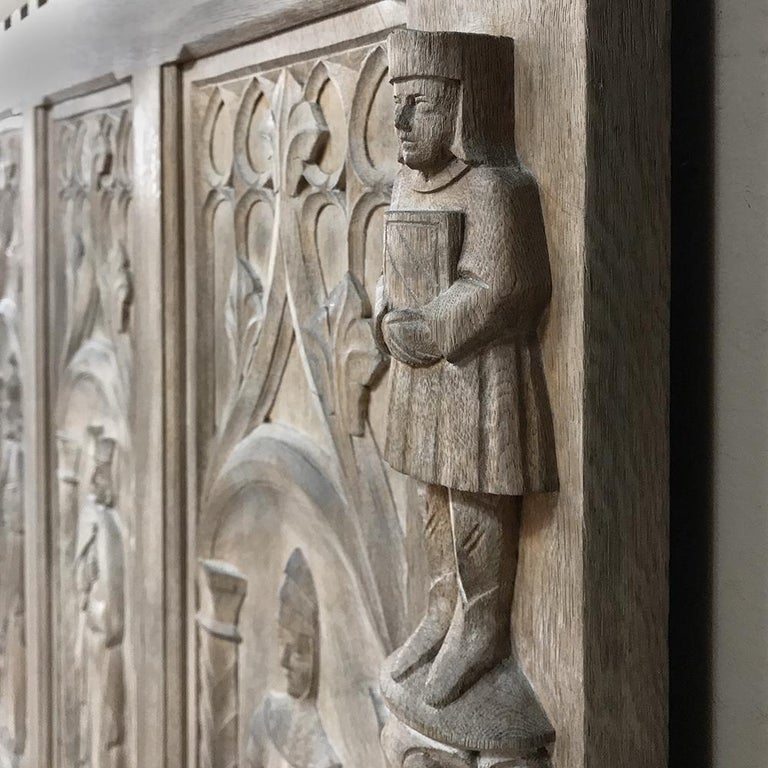 19th Century French Gothic Whitewashed Hall Bench at 1stDibs