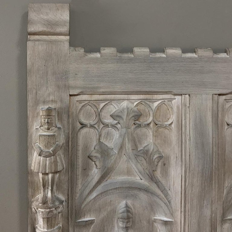 19th Century French Gothic Whitewashed Hall Bench at 1stDibs