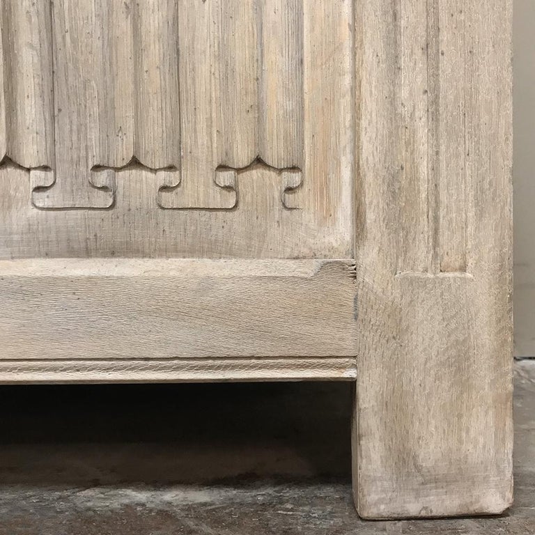 19th Century French Gothic Whitewashed Hall Bench at 1stDibs