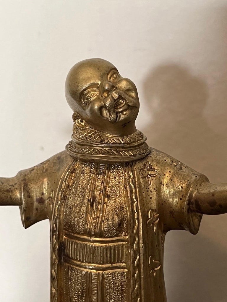 19th Century French Grand Tour Gilt Bronze and Marble Chinese Monk ...