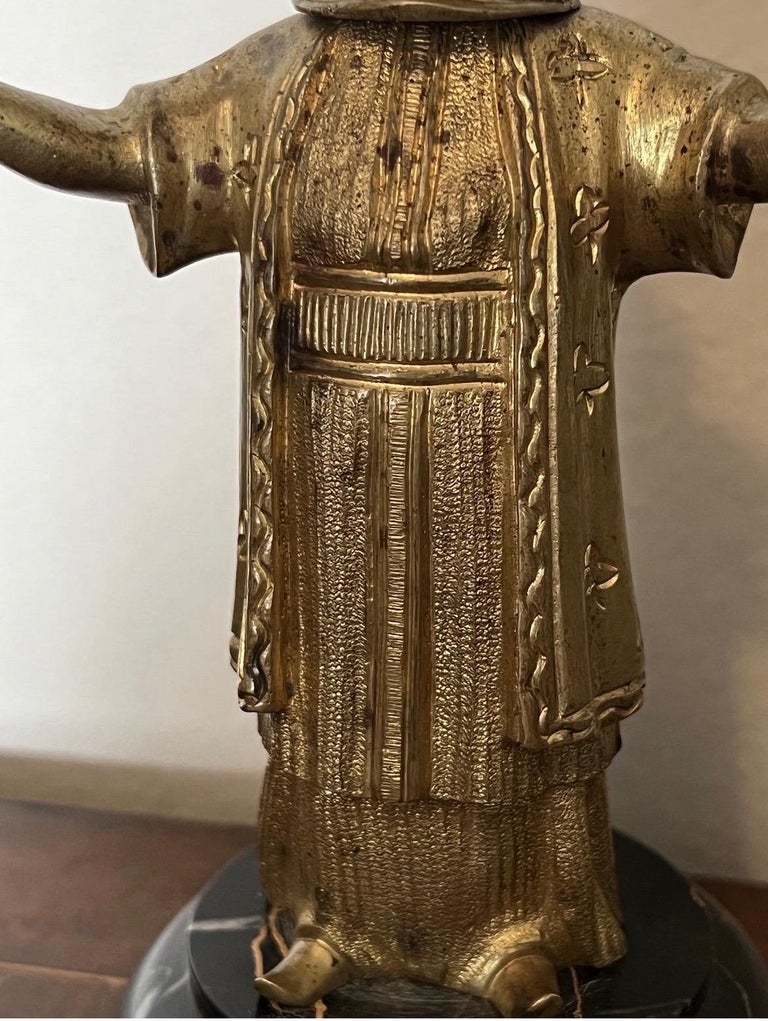 19th Century French Grand Tour Gilt Bronze and Marble Chinese Monk ...