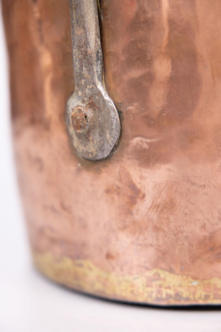 19th Century French Hammered Copper Vase or Jardiniere with Iron ...