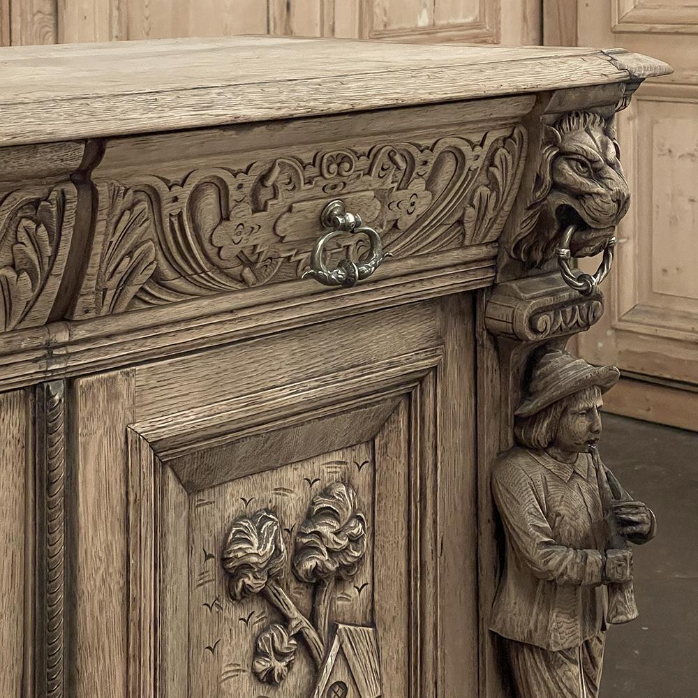 19th Century French Hand Carved Buffet in Stripped Oak from Brittany ...