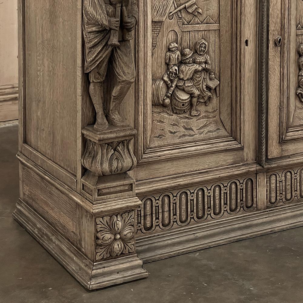 19th Century French Hand Carved Buffet in Stripped Oak from Brittany ...
