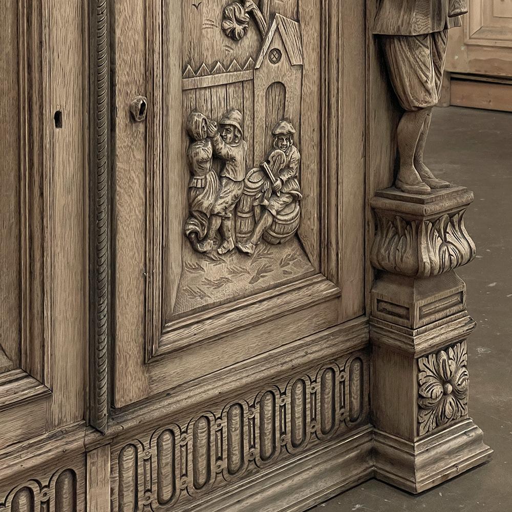 19th Century French Hand Carved Buffet in Stripped Oak from Brittany ...