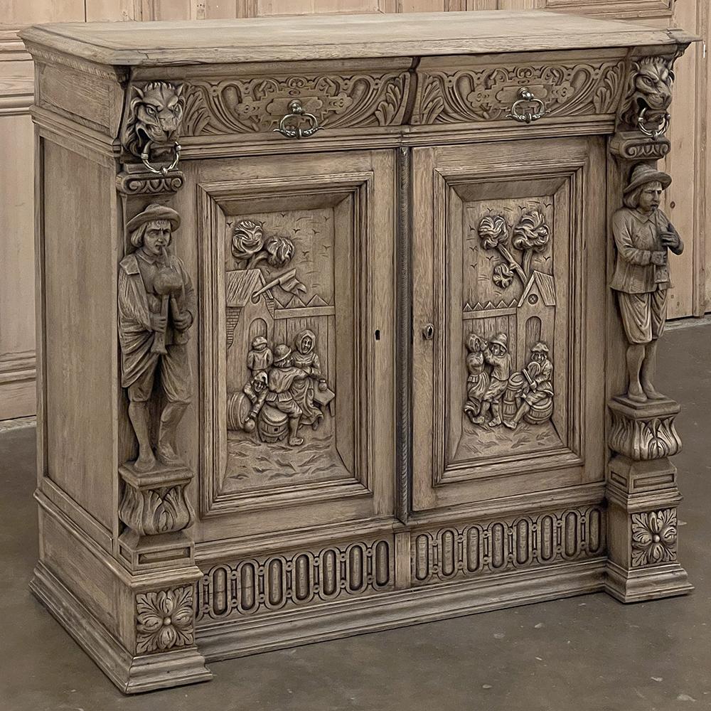 19th Century French Hand Carved Buffet in Stripped Oak from Brittany ...