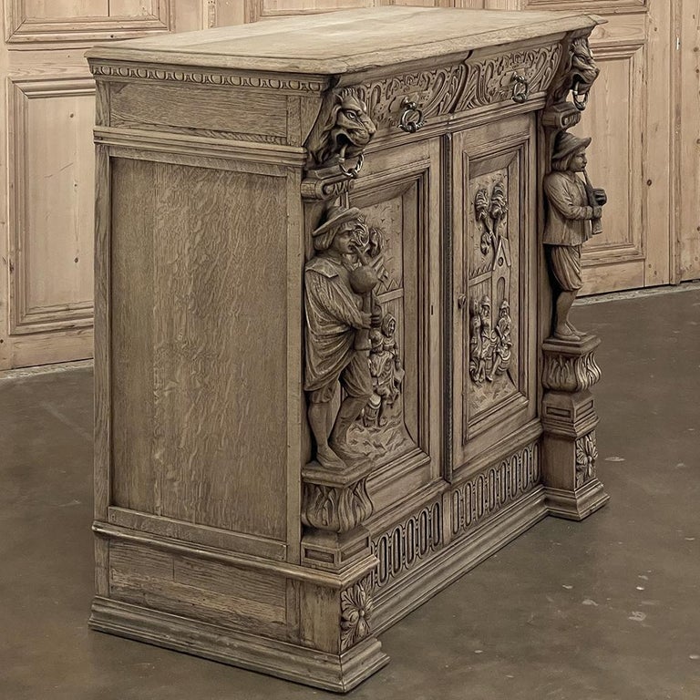 19th Century French Hand Carved Buffet in Stripped Oak from Brittany ...
